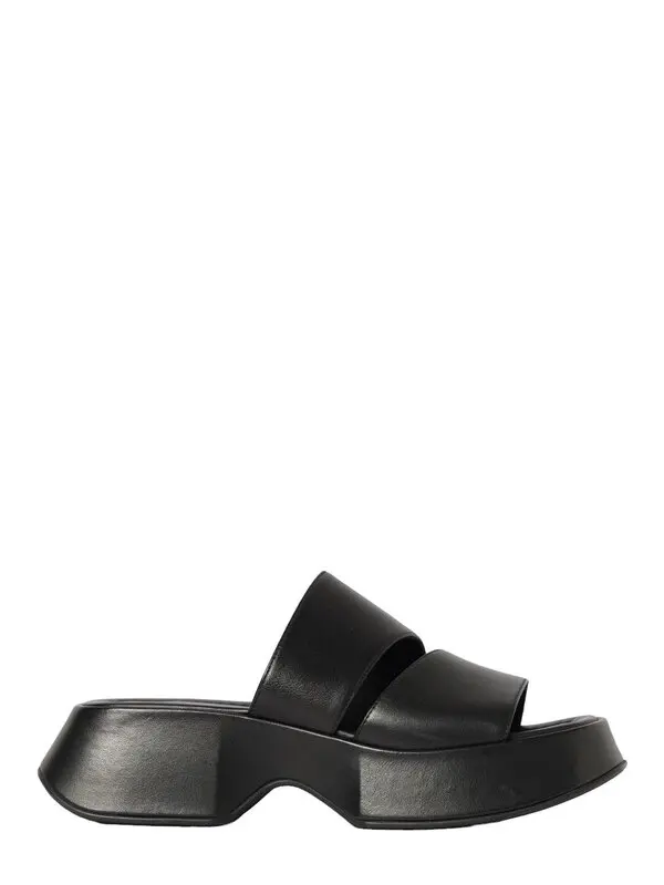 VIC MATIE Smooth Calf Leather Mule Sandals - Black