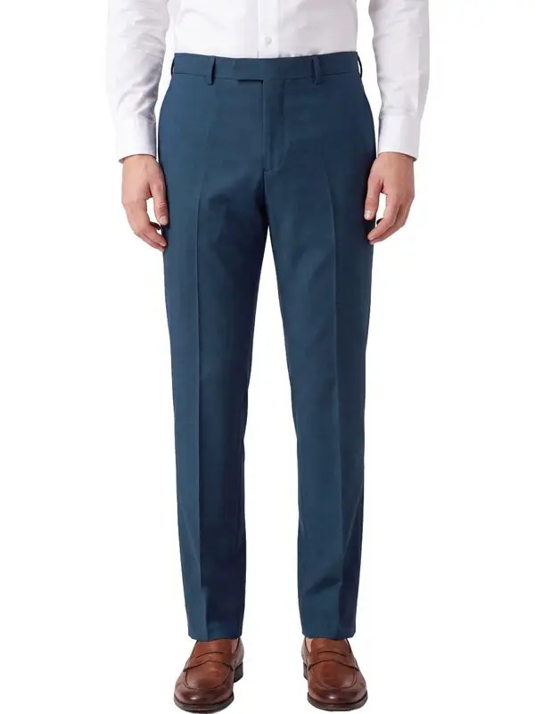 FERRAGAMO Tailored Cotton And Cashmere Trousers - Blue