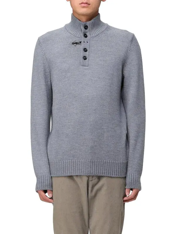 FAY High Neck Buttoned Jumper - Platinum