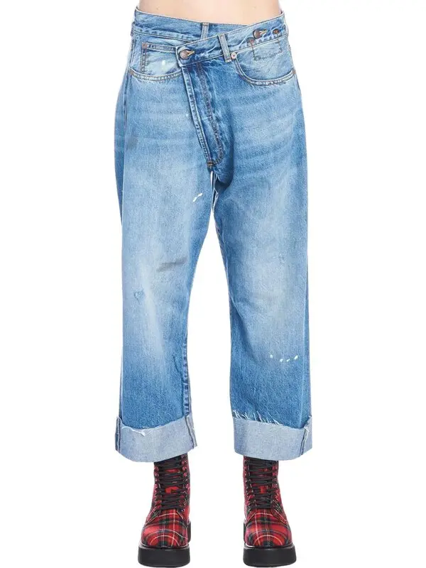 R13 Asymmetrical Cross-over Jeans - Blue
