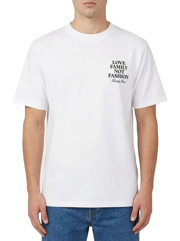 FAMILY FIRST Cotton Crew Neck T-shirt With Slogan - White