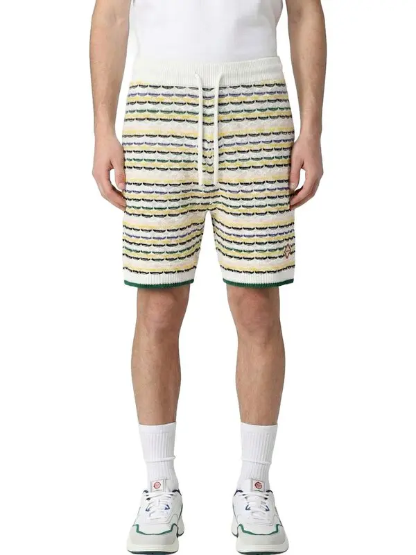 Casablanca Multicolor Stripe Crochet Knit Shorts - Red