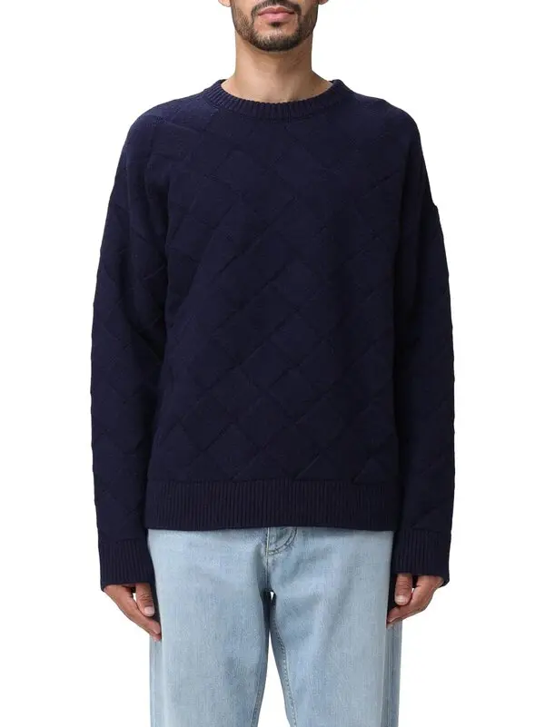 Bottega Veneta Quilted Crew Neck Jumper - Navy