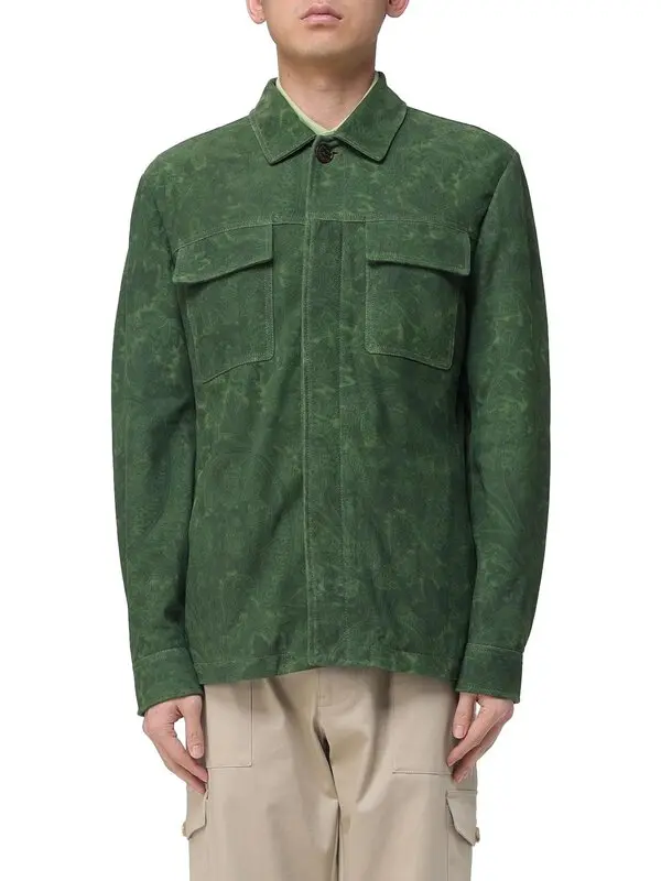 Etro Paisley Print Leather Shirt Jacket - Green