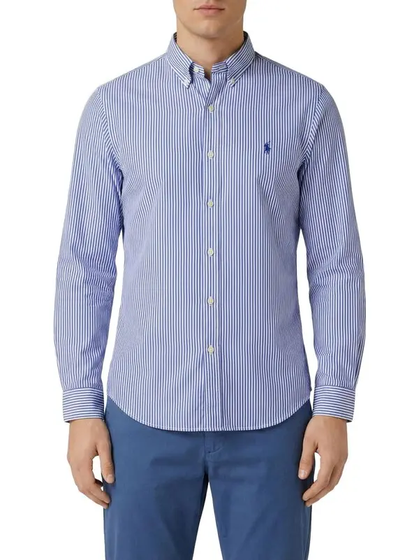 Polo Ralph Lauren Slim Fit Stretch Cotton Poplin Shirt With Button-down Collar - Blue 2