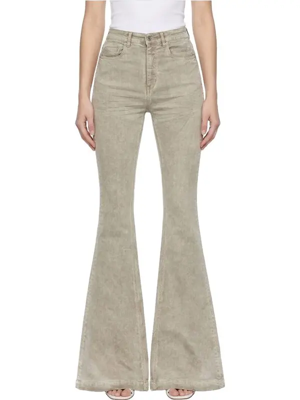Rick Owens Bolan Flare Jeans In Stretch Denim - Beige
