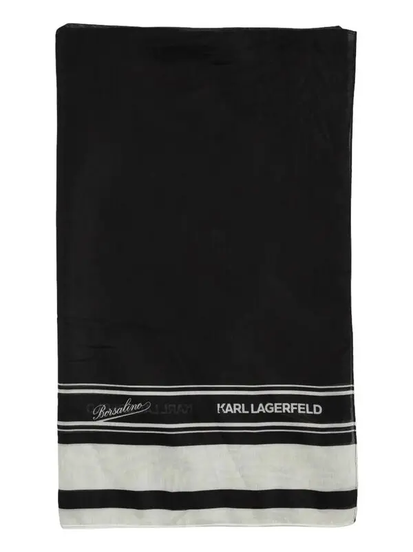 Karl Lagerfeld Wrap Skirt With Striped Hem - Black
