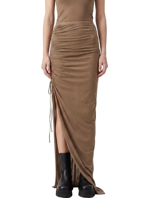 Rick Owens Long Cotton Jersey Skirt - Camel