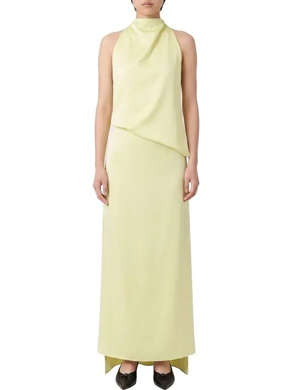 Sportmax Dolmen Long Satin Dress - Yellow