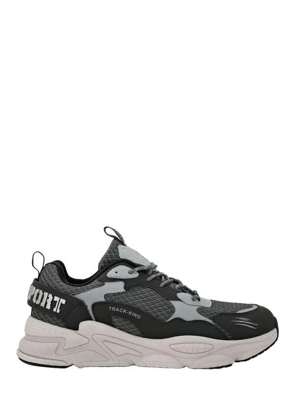 PLEIN SPORT Trackking Leather And Mesh Lace-up Sneakers - Grey