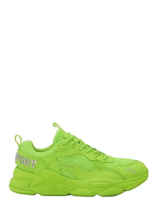 PLEIN SPORT Trackking Leather And Mesh Lace-up Sneakers - Yellow
