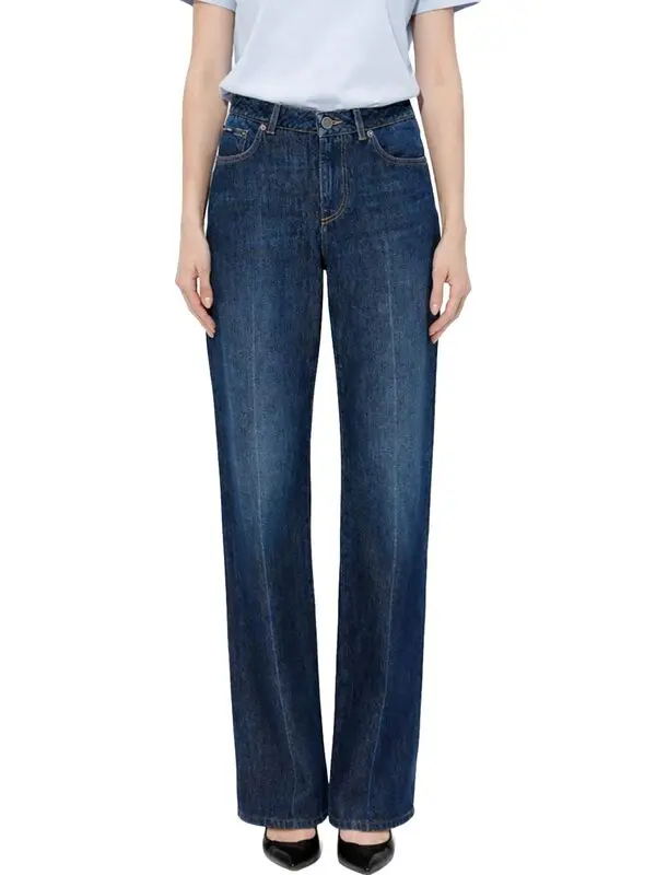 Dolce & Gabbana Straight Leg Cotton Denim Jeans - Blue