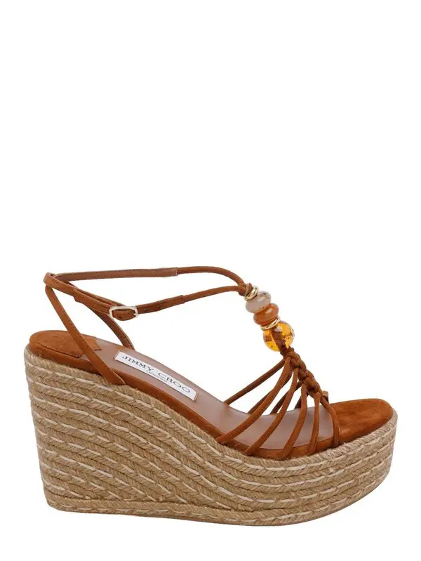 JIMMY CHOO Wedge Espadrille Sandals - Brown