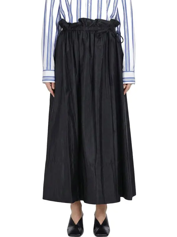 JIL SANDER Silk Blend Midi Skirt - Black
