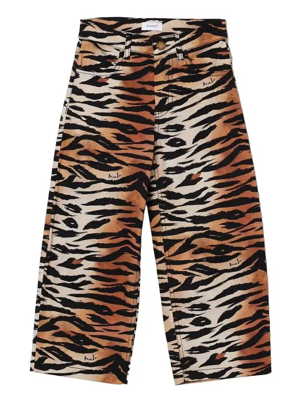 Pinko Animal Print Baggy Jeans - Brown