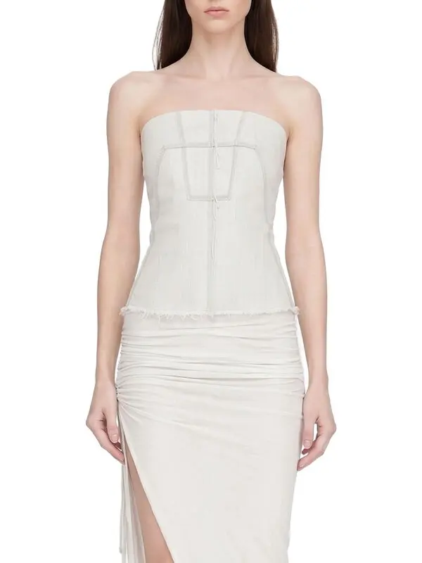 Rick Owens Stretch Denim Bustier Top - Grey