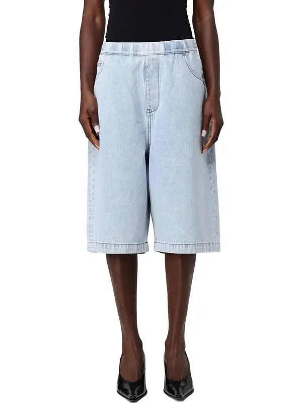ENTIRE STUDIOS Cotton Denim Knee Length Shorts - Blue