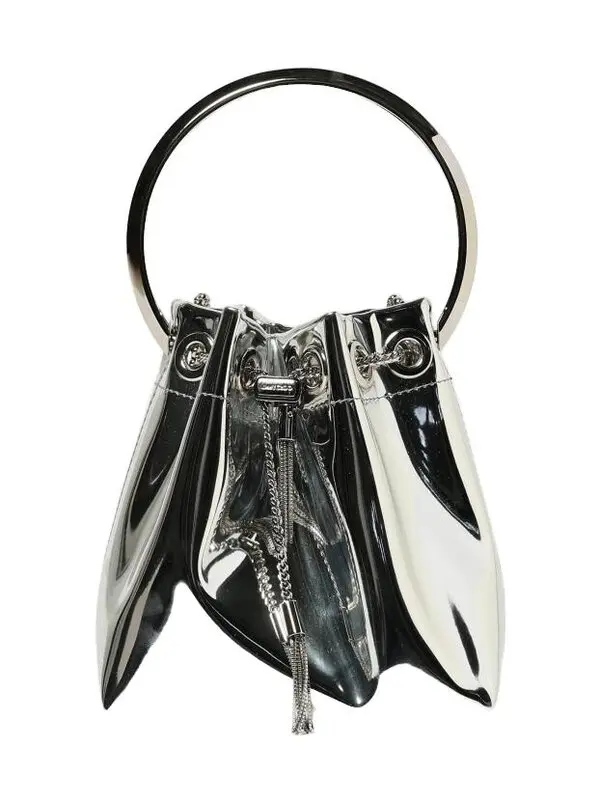JIMMY CHOO Metallic Drawstring Mini Bag - Silver