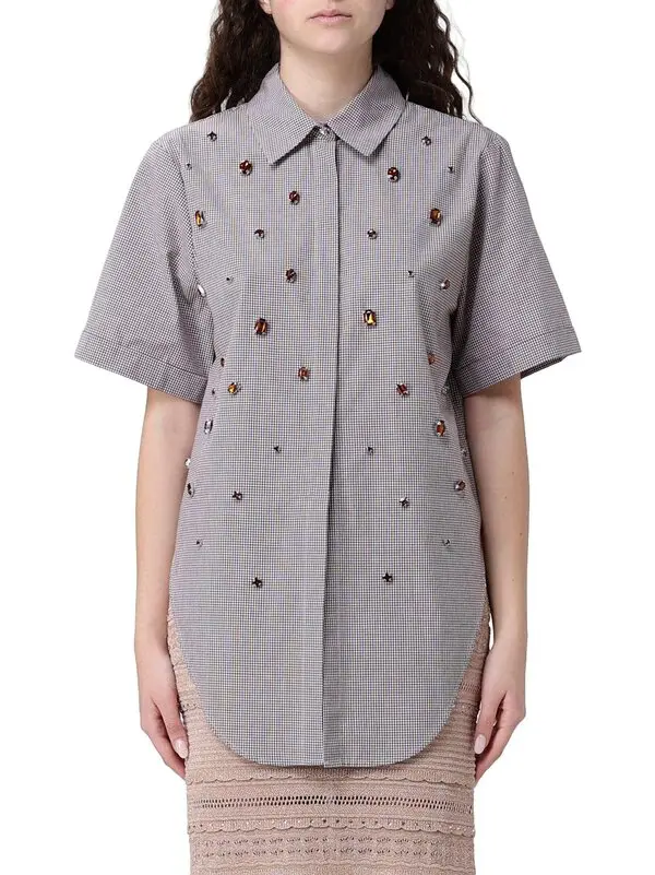 Liu Jo Short Sleeve Embellished Shirt - Brown