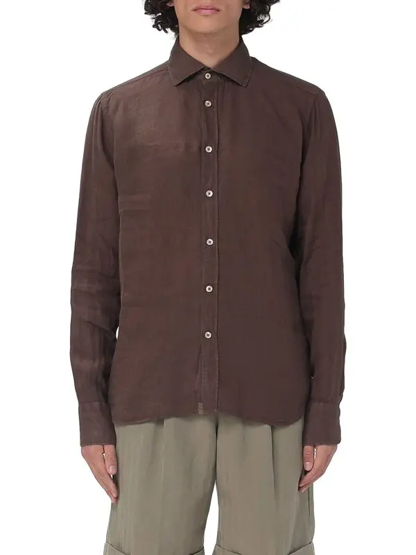 TINTORIA MATTEI 954 Classic Linen Shirt - Brown