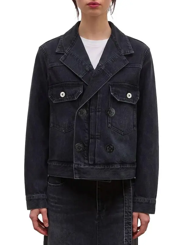 Sacai Double-breasted Denim Jacket - Black