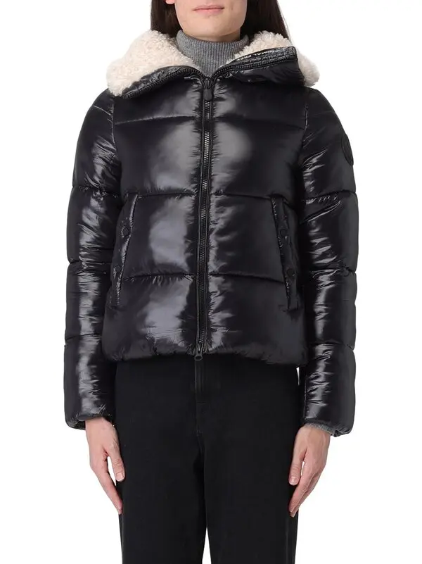 SAVE THE DUCK Puffer Jacket With Sherpa Collar - Black