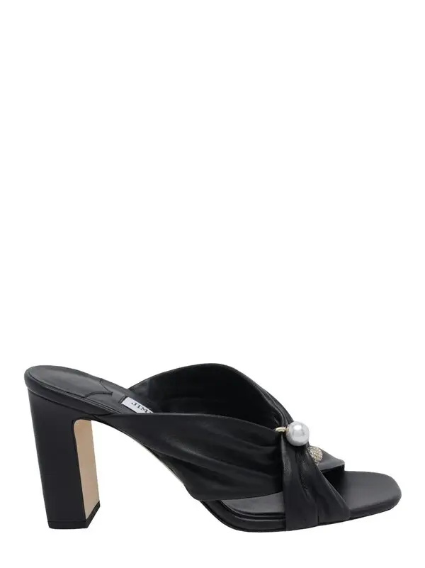 JIMMY CHOO Rafi Embellished Leather Mules - Black