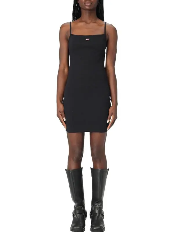 DIESEL® Ribbed Logo Mini Dress - Black