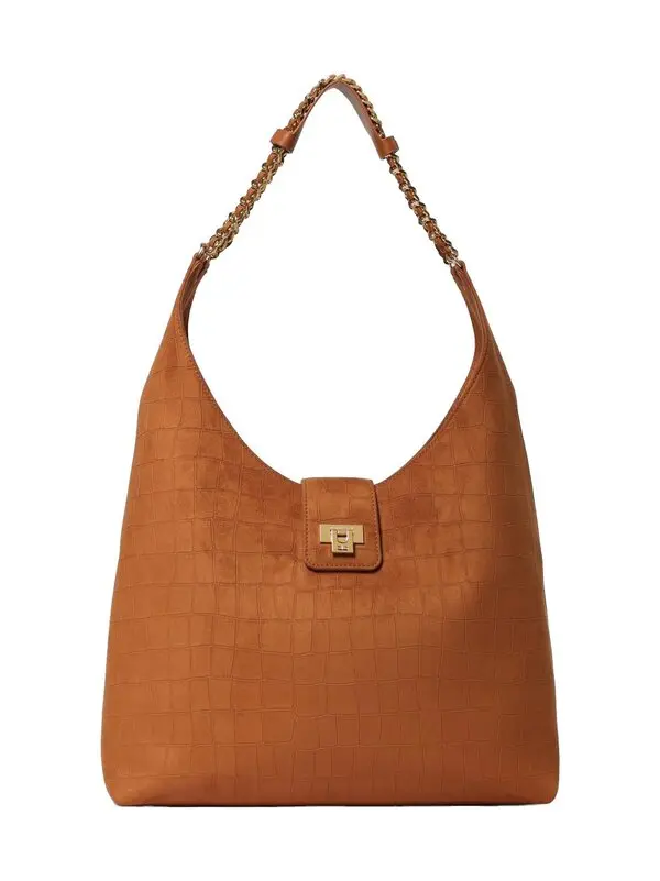 Elisabetta Franchi Suede Hobo Shoulder Bag - Brown