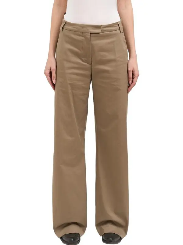 THELATEST Wide Leg Stretch Cotton Trousers - Brown