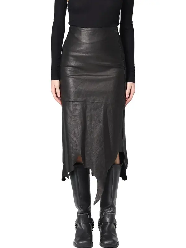 DIESEL® L-torn Nappa Leather Midi Skirt - Beige