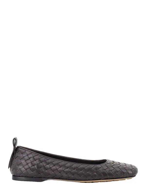 Bottega Veneta Charlotte Woven Lambskin Square-toe Ballet Flats - Coffee