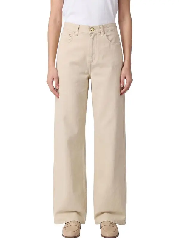 BLAZÉ MILANO Cotton Denim Palazzo Jeans - Beige