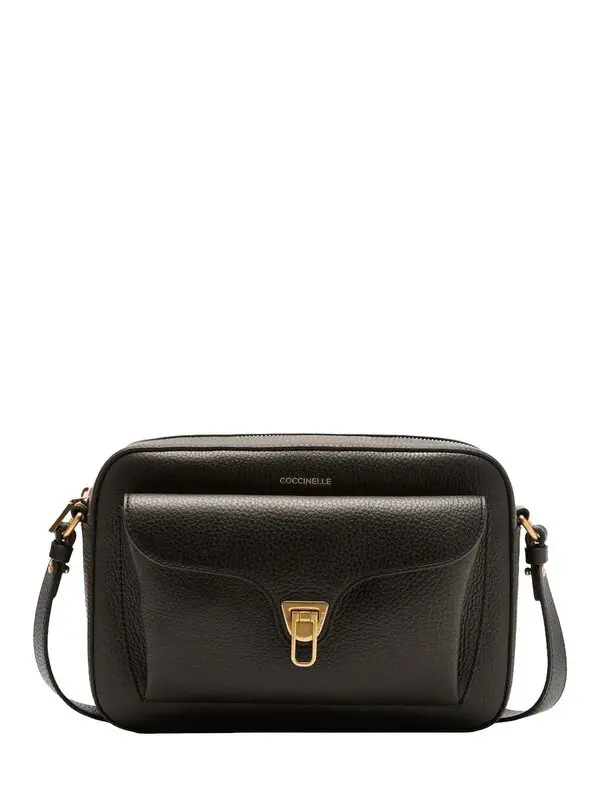 COCCINELLE Beat Crossbody Bag In Hammered Leather - Black