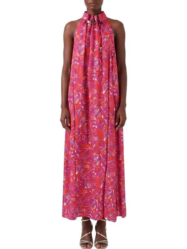 Max Mara Printed Silk Midi Dress - Red