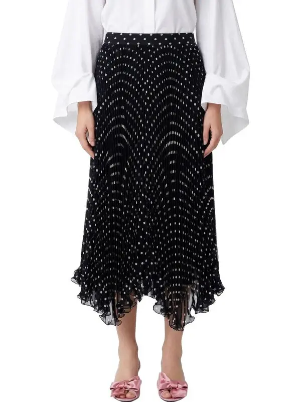 Valentino Garavani Polka Dot Pleated Midi Skirt - Black