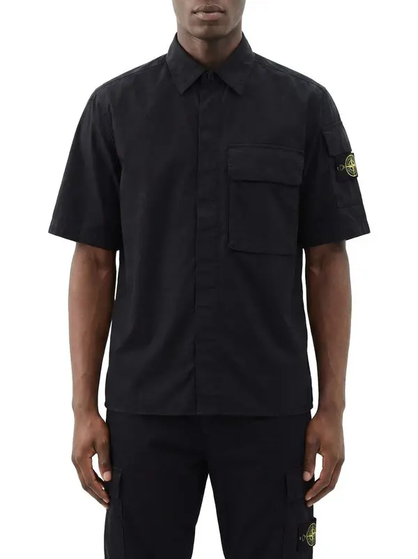 Stone Island Stretch Cotton Shirt - Black