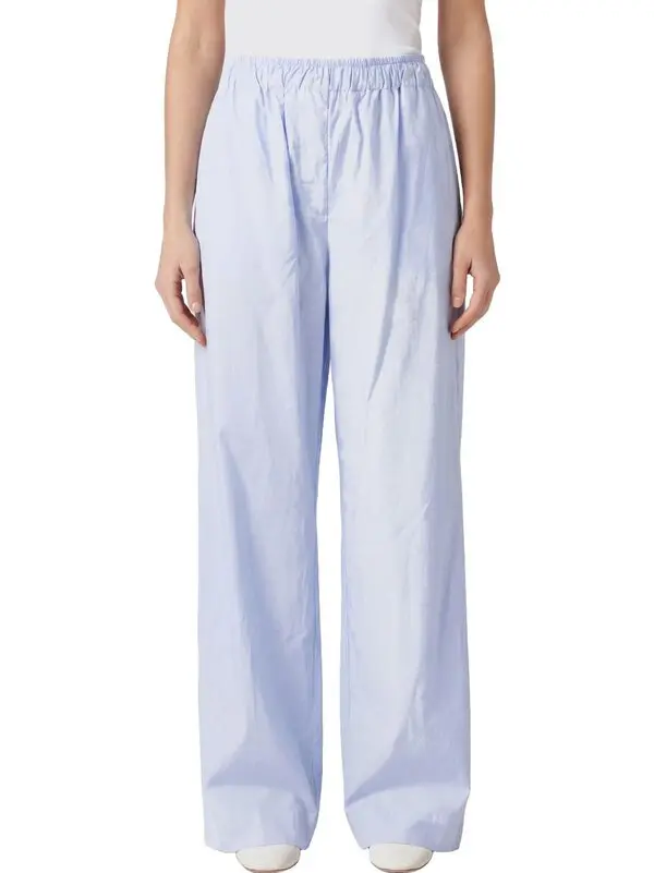 THELATEST Wide Leg Stretch Cotton Trousers - Blue