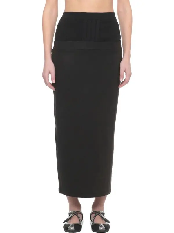 Attico Cotton Jersey Midi Pencil Skirt - Black
