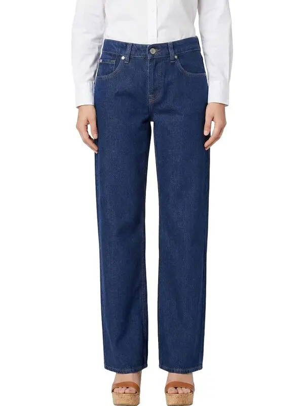7 For All Mankind Low Straight Denim Jeans - Blue