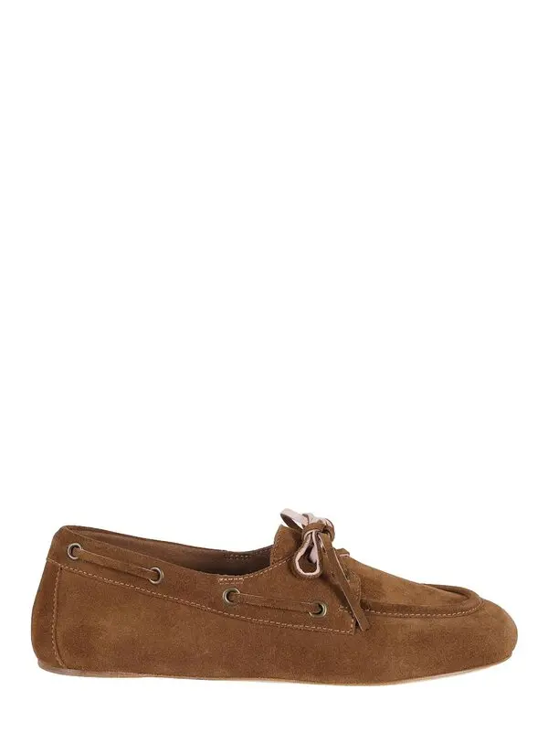 3JUIN Suede Boat Loafers - Brown