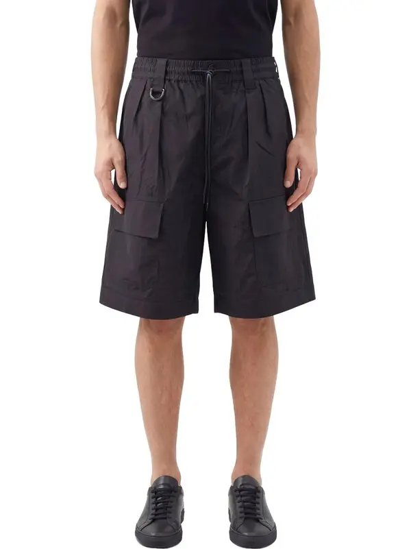 Y3 Cotton Blend Cargo Shorts - Black