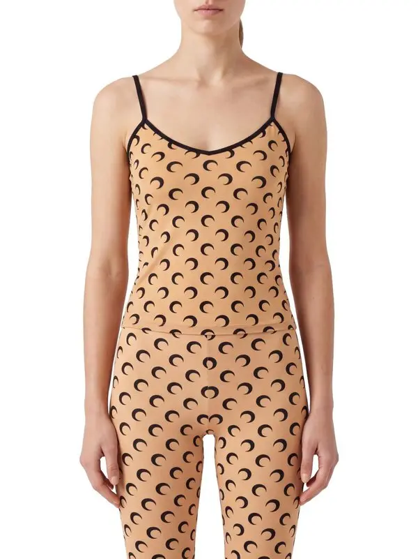MARINE SERRE Monogram Motif Jersey Top - Beige