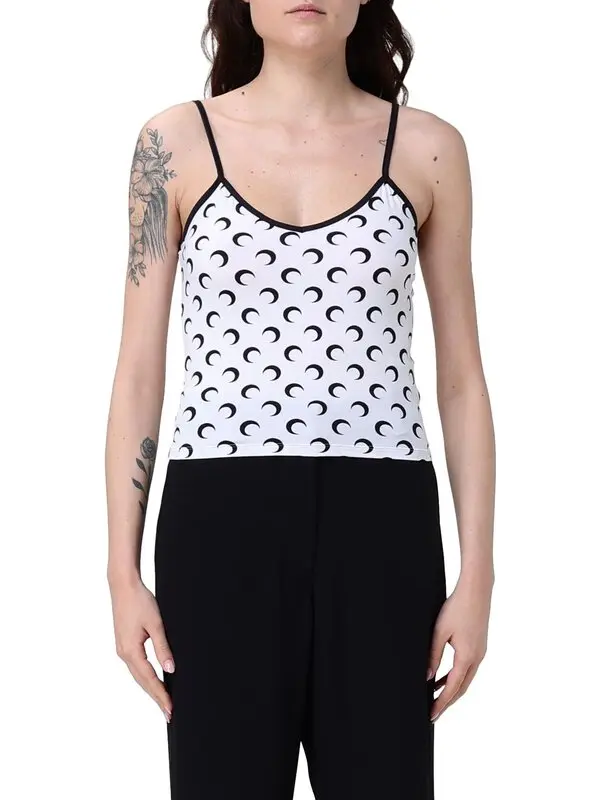 MARINE SERRE Jersey Top With Monogram Motif - White
