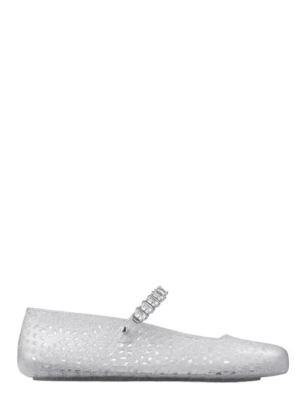 JIMMY CHOO Jelly Mary Jane Flats With Crystal Embellishment - Silver