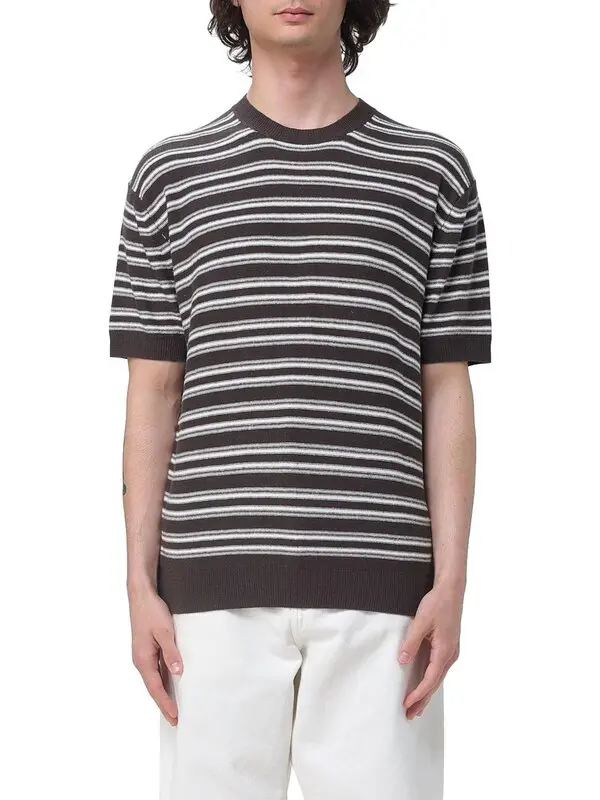 PAOLO PECORA Striped Wool Sweater - Brown