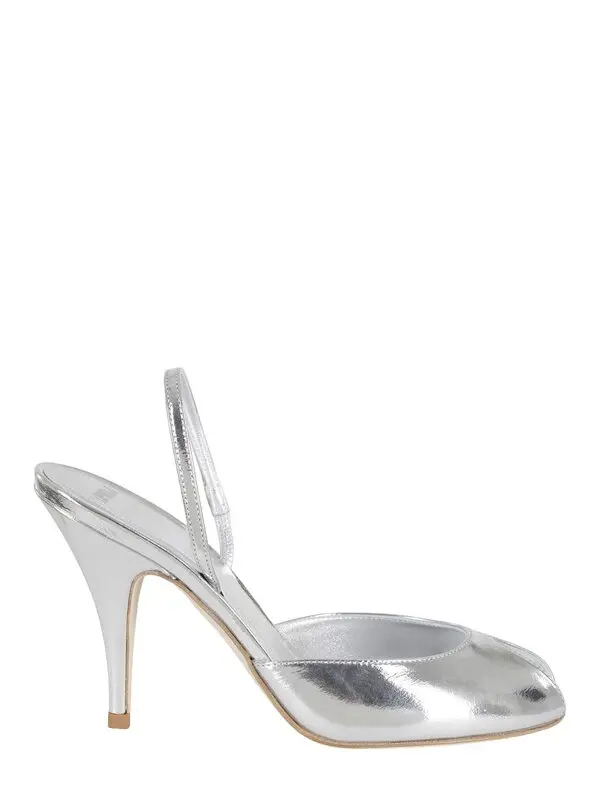 3JUIN Laminated Leather Slingback Pumps - Silver