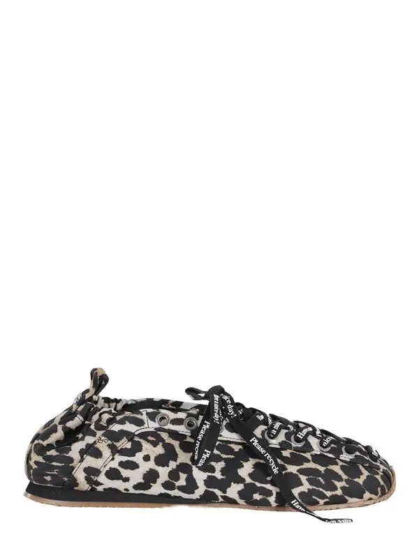 GANNI Sporty Animal Print Ballerina Flats In Recycled Nylon - Brown