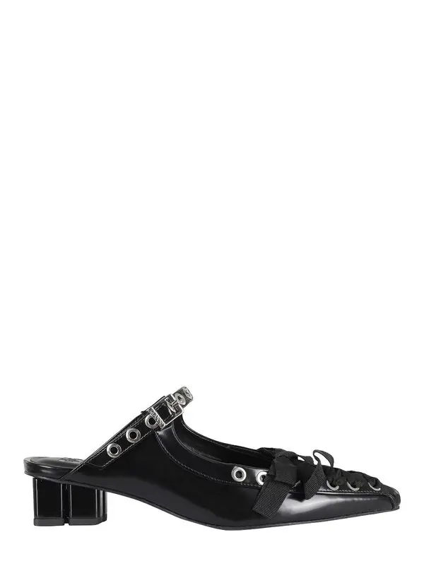 GANNI Oleatex Eyelet Mules - Black