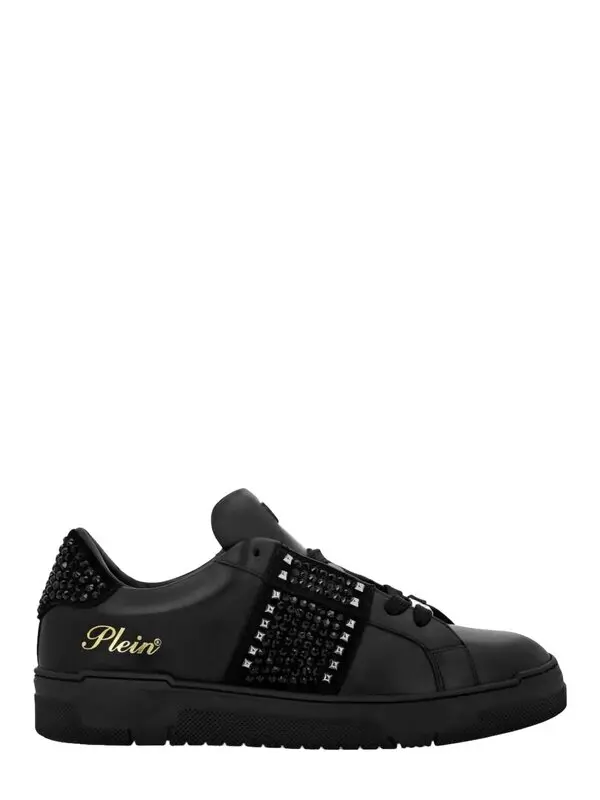 Philipp Plein Embellished Leather Trainers - Black